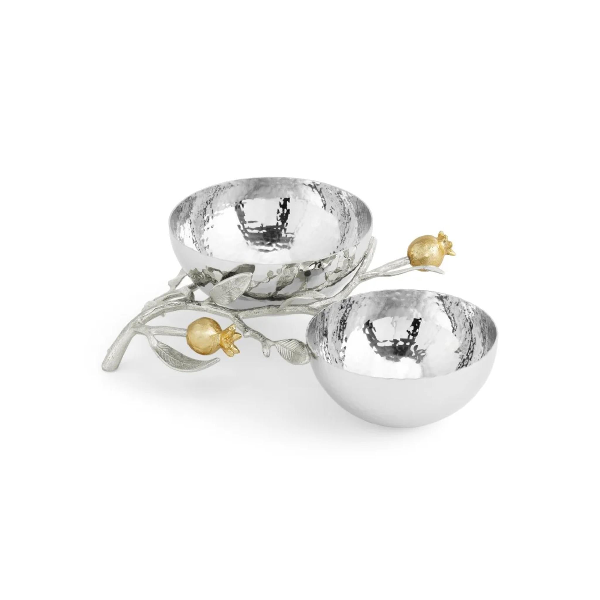 Pomegranate Double Dish for Apples and Honey in Silver and Gold by Mic ...